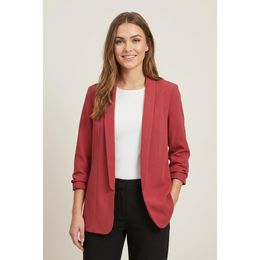 Blusenblazer Pieces "PCBOSELLA 3/4 BLAZER NOOS", Damen, Gr. XS, garnet, Web, Obermaterial: 79% Polyester, 16% Viskose, 5% Elasthan, unifarben, slim fit h&uuml;ftbedeckend, Blazer Blusenblazer, Materialmix, regular fit