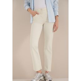 Bootcut-Jeans Cecil "Style Toronto", Damen, Gr. 31, L&auml;nge 28, pearl beige, Denim/Jeans, Obermaterial: 78% Baumwolle, 21% Polyester, 1% Elasthan. Futter: 52% Polyester, 48% Baumwolle, unifarben, bootcut fit lang, Jeans, mit Stretch
