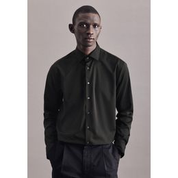 Businesshemd Seidensticker "Schwarze Rose", Herren, Gr. XXL (46), normale &Auml;rmell&auml;ngen, schwarz, 93% Polyester, 7% Elasthan, unifarben, regular fit, 2-Knopf-Manschette, Hemden, Regular 1/1 Kentkragen Uni