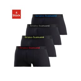 Hipster Bruno Banani, Herren, Gr. L, 4 Stk., schwarz, Jersey, Obermaterial: 95% Baumwolle, 5% Elasthan, unifarben, k&ouml;rpernah, Unterhosen, knapp sitzende Boxershorts mit Logo Webbund aus Baumwollmischung