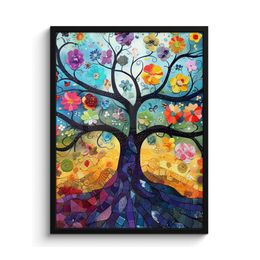 OnlyWow Poster mit Leiste Blumenbaum | Gr.: 60 x 80 cm