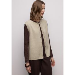 Kurzweste Street One, Damen, Gr. 34, cotton beige meliert, Stoff, 30% Polyester, 29% Polyacryl, 21% Viskose, 20% Nylon, unifarben, normal normal, Rundhals, Westen, Grobstrick