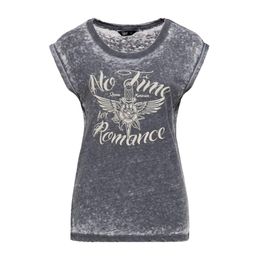 Queen Kerosin T-Shirt No Time For Romance in grau | Gr.: XS