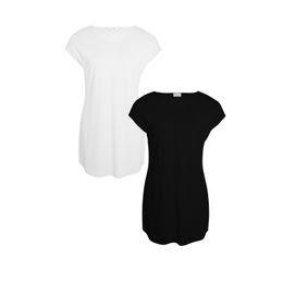 Longshirt Seidel Moden "Otto exclusiv", Damen, Gr. 50, schwarz, offw, Jersey, Obermaterial: 94% Viskose, 6% Elasthan, unifarben, tailliert Po-bedeckend, Rundhals, Shirts Longshirt, 2er Pack Rundhals - Viskose - MADE IN GERMANY
