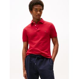 Poloshirt Tommy Hilfiger "1985 SLIM POLO", Herren, Gr. L, rot (medium rot), Piqu&eacute;, Obermaterial: 96% Baumwolle, 4% Elasthan, unifarben, Basic, schmal normal, Rundhals, eingesetzt Rippb&uuml;ndchen, Shirts, mit Stickerei, Piqu&eacute;-Qualit&auml;t, Slim fit
