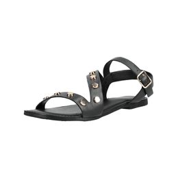Riemchensandale Gioseppo "Gioseppo Sandalen Leder", Damen, Gr. 39, schwarz, gold, Leder, Schuhe Riemchensandale