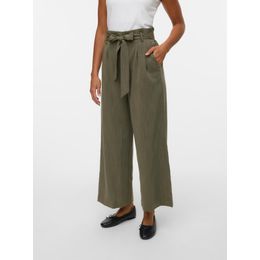 V&eacute;ro Moda Paperbag-Hose VERO MODA "VMSYDNEY HW PAPERBAG ANKLE PANT NOOS", Damen, Gr. L (40), L&auml;nge 32, kalamata, Web, Obermaterial: 53% Viskose, 35% Polyester, 12% Nylon, unifarben, kn&ouml;chelfrei, Hosen Paperbag-Hose, Materialmix