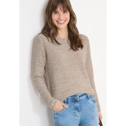 Strickpullover Cecil, Damen, Gr. M (40), light macchiato braun, Grobstrick, Obermaterial: 75% Baumwolle, 25% Polyester, meliert, l&auml;ssig geschnitten h&uuml;ftbedeckend, Rundhals, B&uuml;ndchen, Pullover Strickpullover, meliert, mit Rundhals