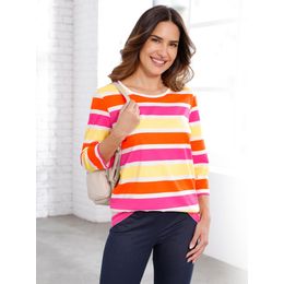 3/4-Arm-Shirt "Freizeitshirt", Damen, Gr. 40, pink (ecru, fuchsia, geringelt), 100% Baumwolle, gemustert, gestreift, mehrfarbig, Rundhals, Shirts 3/4-Arm-Shirt