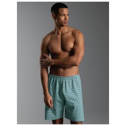 Bermudas TRIGEMA "TRIGEMA Pyjama Shorts mit Allover-Muster "&Auml;ffchen", Herren, Gr. L, Normalgr&ouml;&szlig;en, gletscher, Single Jersey, 100% Baumwolle, Hosen Bermudas