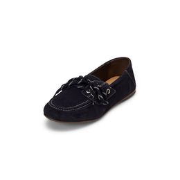 Marc O'Polo Bootsschuh MARC O'POLO "aus weichem Veloursleder", Damen, Gr. 40, true navy, Obermaterial: 100% Leder (Rind), unifarben, Schuhe Bootsschuh