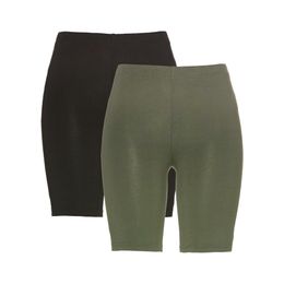 Radlerhose bonprix, Damen, Gr. 40/42 (M), N-Gr, oliv, schwarz, Jersey, Obermaterial: 95% Baumwolle, 5% Elasthan, skinny fit, Hosen Radlerhose, aus elastischem Material, taillenhoher Bund mit Gummizug, Skinny Fit