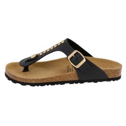 Pantolette Lico "Zehenstegpantolette Bioline Goldstar", Damen, Gr. 40, schwarz, Synthetik, Schuhe Damenschuh Zehentrenner Sommerschuh