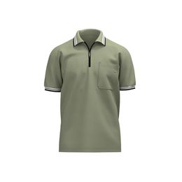 Poloshirt TRIGEMA "TRIGEMA Poloshirt mit Rei&szlig;verschluss", Herren, Gr. 4XL, salbei, Piqu&eacute;, 100% Baumwolle, Basic, lang, ohne Ausschnitt, Shirts