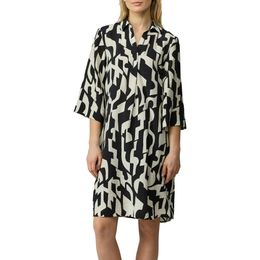 Blusenkleid s.Oliver, Damen, Gr. 44, N-Gr, schwarz (schwarz aop), Web, Obermaterial: 84% Viskose, 16% Polyamid, bedruckt, regular fit kniefrei, V-Ausschnitt, Kleider Blusenkleid, mit All-Over Print