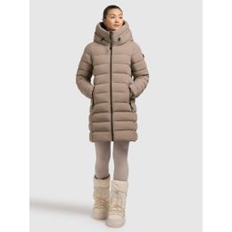 Steppmantel Khujo "NEKAR2", Damen, Gr. M, greige, 100% Polyester, unifarben, regular fit ca. Mitte Oberschenkel, eingesetzt elastischer Bund mit Windstopper, M&auml;ntel Steppmantel