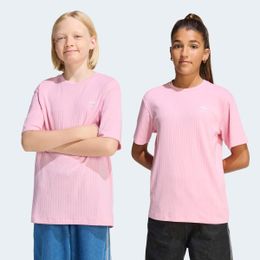 T-Shirt adidas originals "WIDE RIB KIDS", M&auml;dchen, Gr. 128, light pink, Obermaterial: 44% Viskose, 26% Polyester, 12% Elasthan, 9% Baumwolle, 9% Modal, normal, Rundhals, Shirts T-Shirt