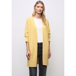 Strickjacke Street One, Damen, Gr. 36, gelb (buttercup gelb), Stoff, 70% Viskose, 30% Nylon, unifarben, gerade h&uuml;ftbedeckend, V-Ausschnitt, B&uuml;ndchen, Strickjacken Strickjacke, verschlusslos