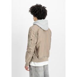 Bomberjacke Alpha Industries "MA-1 TT Hood Light", Herren, Gr. L, beige (vintage sand), Obermaterial: 100% Nylon, Futter: 100% Nylon, Kapuze: 75% Baumwolle, 25% Polyester, Jacken Bomberjacke