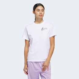 T-Shirt adidas Sportswear "MIND BODY & SPIRIT(S) GRAPHIC", Damen, Gr. S, wei&szlig;, Obermaterial: 100% Baumwolle, Rundhals, Shirts T-Shirt