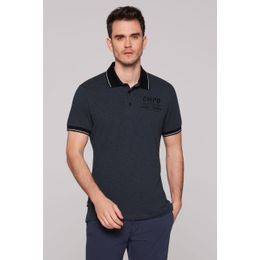 Poloshirt CMPD, Herren, Gr. S, blau (blau navy melange), Piqu&eacute;, Material: 100% Baumwolle, bestickt, figurbetont normal, hoch geschlossener Ausschnitt, eingesetzt B&uuml;ndchen, Shirts, mit Seitenschlitze und l&auml;ngerer R&uuml;ckenpartie