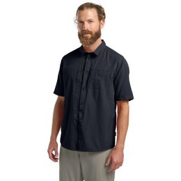 Funktionshemd Jack Wolfskin "SIERRA CANYON SS SHIRT M", Herren, Gr. S (48), Normalgr&ouml;&szlig;en, blau (schwarz, navy), Obermaterial: 100% POLYAMID. Futter: 100% POLYESTER, Hemden