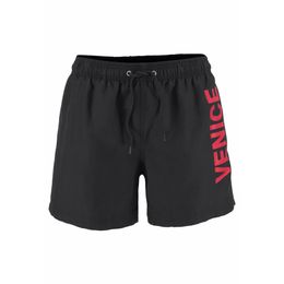 Badeshorts Venice Beach, Herren, Gr. XXL (58/60), N-Gr, schwarz, Microfaser, Microfaser, Polyester, unifarben, Badehosen Badeshorts, mit Innenslip, mit Innentasche, mit Au&szlig;enkordel