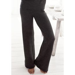 Strickhose Lascana, Damen, Gr. 36/38, N-Gr, grau (anthrazit), Strick, Obermaterial: 52% Polyester, 44% Polyacryl, 4% Elasthan, meliert, unifarben, bequem lang, Hosen, mit Rippb&uuml;ndchen, Loungewear