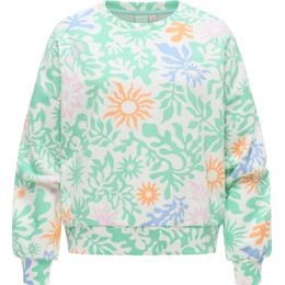 Sweater Ragwear "Wuss Print", Damen, Gr. S (36), mint, Material: 70% Baumwolle, 30% Polyester, oversize h&uuml;ftlang, Rundhals, &Auml;rmel ohne &Auml;rmelschlitz Rippb&uuml;ndchen, Sweatshirts Sweater, l&auml;ssiges oversized Damen Sweatshirt mit Allover-Print