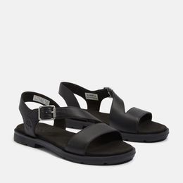 Sandale Timberland "CALISTA BAY BACKSTRAP SANDAL", Damen, Gr. 38,5, schwarz (blk full gra), Leder, Schuhe Sandale, aus Leder