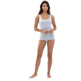 Tanktop Mey "Cotton Pure", Damen, Gr. 46, grau (light grau melange), Single Jersey, Obermaterial: 94% Baumwolle, 6% Elasthan, meliert, schmal h&uuml;ftbedeckend, tiefer Rundhals, Tops Tanktop, Rundhalsausschnitt, atmungsaktiv, schmale Passform, Single Jersey