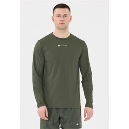 Langarmshirt Virtus "Roger V2", Herren, Gr. M, gr&uuml;n (khaki), 86% Polyester, 14% Elasthan, unifarben, normal, Rundhals, Shirts Langarmshirt, mit praktischer Quick-Dry-Funktion