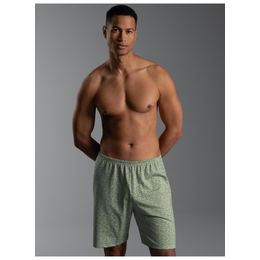 Bermudas TRIGEMA "TRIGEMA Pyjama Shorts mit Tetris Muster", Herren, Gr. L, Normalgr&ouml;&szlig;en, gr&uuml;n tea, Single Jersey, 100% Baumwolle, Hosen Bermudas