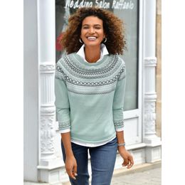 Norwegerpullover Inspirationen "Pullover", Damen, Gr. 54, gr&uuml;n (mint, gemustert), 100% Baumwolle, gemustert, mehrfarbig, Pullover Norwegerpullover