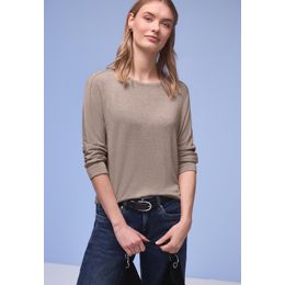3/4-Arm-Shirt Street One, Damen, Gr. 36, beige (light terra mocha meliert), Jersey, Obermaterial: 95% Viskose, 5% Elasthan, meliert, normal h&uuml;ftbedeckend, Rundhals, Shirts 3/4-Arm-Shirt, im Melange-Look