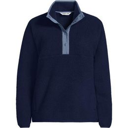 LANDS' END Teddy-Pullover mit Druckknopf-Leiste, Damen,  Blau, by Lands' End