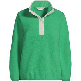 LANDS' END Teddy-Pullover mit Druckknopf-Leiste, Damen,  Gr&uuml;n, by Lands' End