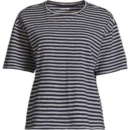 LANDS' END Kastiges Flammgarnshirt mit kurzen &Auml;rmeln, Damen,  Blau, Baumwolle, by Lands' End