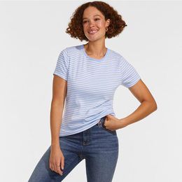 LANDS' END Rippshirt mit kurzen &Auml;rmeln, Damen,  Blau, Elasthan/Baumwoll-Mischung, by Lands' End