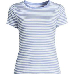 LANDS' END Rippshirt mit kurzen &Auml;rmeln, Damen,  Blau, Elasthan/Baumwoll-Mischung, by Lands' End