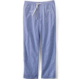 LANDS' END Classic Fit Schlupfbund-Hose aus Leinenmix, Herren,  Blau, Leinen/Baumwoll-Mischung, by Lands' End