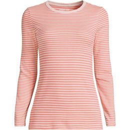 LANDS' END Langarmshirt aus mikrofeinem Baumwollripp, Damen,  Pink, Baumwolle/Elasthan, by Lands' End