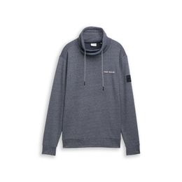Tom Tailor Herren Snood Sweatshirt mit Logo-Details, blau, Meliert, Gr. S