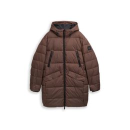 Tom Tailor Herren Puffer Parka mit Kapuze, braun, Uni, Gr. M