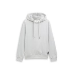 Tom Tailor Denim Herren Hoodie Sweatshirt mit Logo-Badge, grau, Uni, Gr. XS