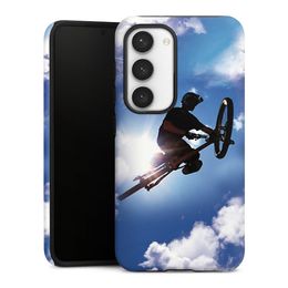 DeinDesign Galaxy S23 Handy Panzer Handyh&uuml;lle robuste Outdoor H&uuml;lle Schutzh&uuml;lle matt Bicycle Sky Mountainbike Tough Case