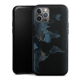 DeinDesign iPhone 12 Pro Max Handy Silikon H&uuml;lle Case schwarz Handyh&uuml;lle Night World Map Map