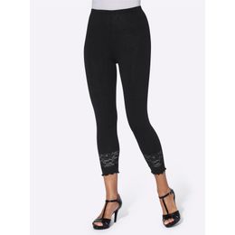 WITT Damen Leggings mit Spitzen-Bord&uuml;re, schwarz, Gr&ouml;&szlig;e 36