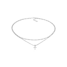 Silberkette Elli "Halskette Layer Choker Kreuz Filigran 925er Silber" Gr. 36, silber, Halsketten, Damen, Silber 925 (Sterlingsilber), Silberkette