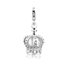 Charm-Einh&auml;nger NENALINA "Charm Kronen Symbol Anh&auml;nger K&ouml;nig Royal 925 Silber" Gr. 31, silber, Charms, Damen, Blacklist, Silber 925 (Sterlingsilber), Charm-Einh&auml;nger
